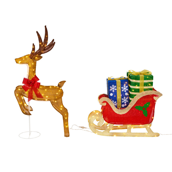 LED-Rentiere mit Schlitten Outdoor