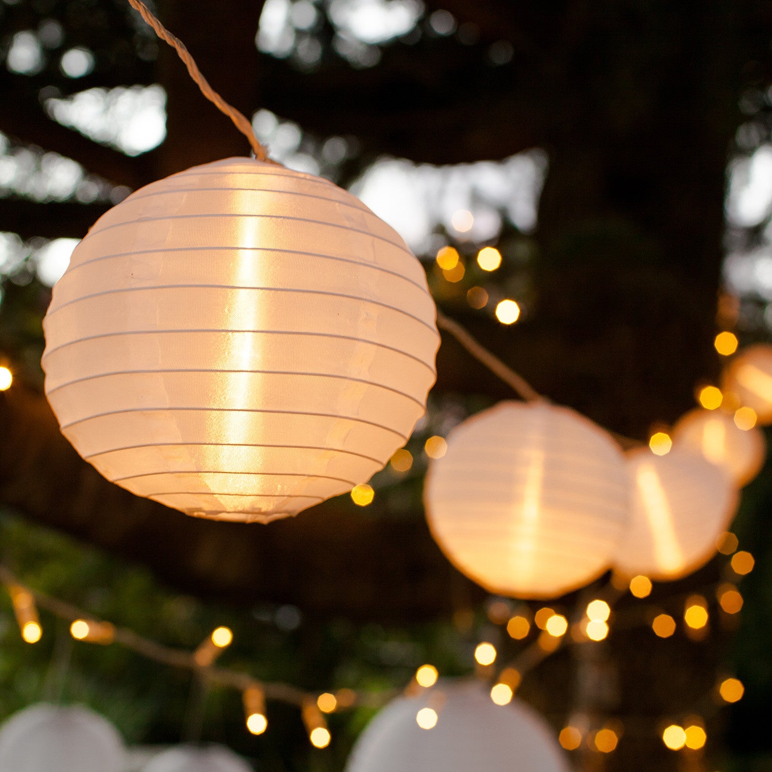 10er LED Lampion Lichterkette warmweiß - koppelbar