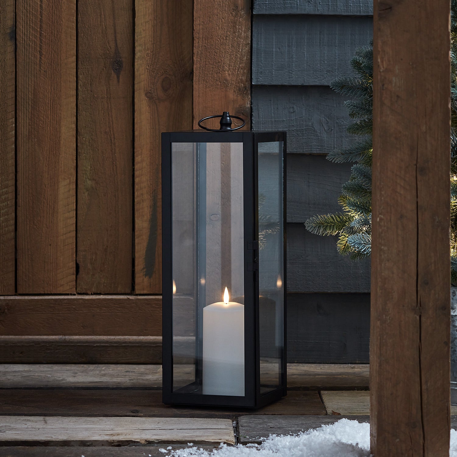 Große Bowen Gartenlaterne mit TruGlow® Outdoor Kerze – Lights4fun.de